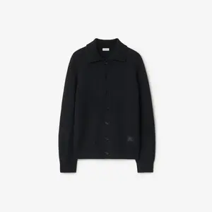 Burberry Cashmere Cardigan With Equestrian Knight Design - Black