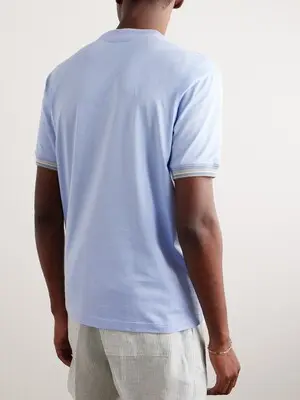 Loro Piana 半袖ポロシャツ Lサイズ ブルー イタリア製 コットン Loro Piana - Logo-Embroidered Cotton-Jersey T-Shirt - Blue Loro Piana