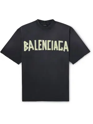 Balenciaga Balenciaga - Oversized Distressed Logo-Print Cotton-Jersey T-Shirt - Men - Black - XS Black