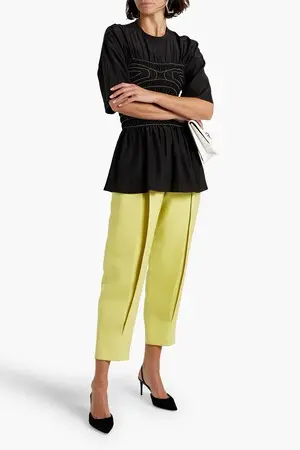 Stella McCartney Smocked Silk-satin Top