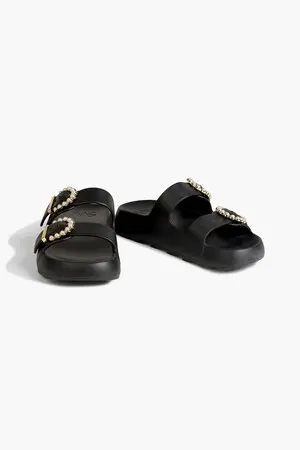 STUART WEITZMAN Eva Faux Pearl Embellished Rubber Slides
