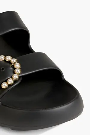 STUART WEITZMAN Eva Faux Pearl Embellished Rubber Slides