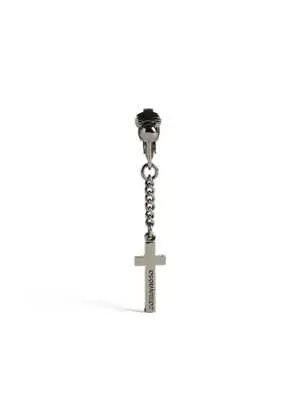 Dsquared2 Logo-engraved Cross Drop Earring - Silver
