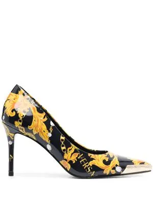 Versace 80mm Engraved-logo Leather Pumps