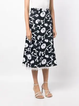 Silvia Tcherassi Floral-embroidered A-line Midi Skirt