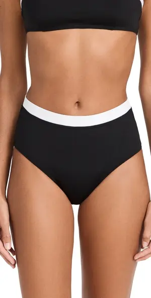 Staud Devon High-rise Bikini Bottom - Black/white