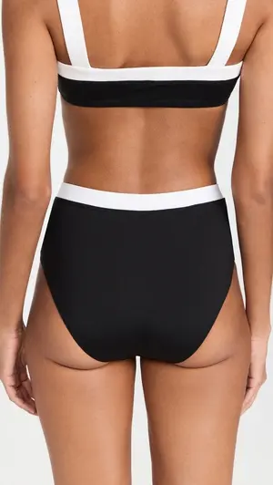 Staud Devon High Rise Bikini Bottoms - Black/white