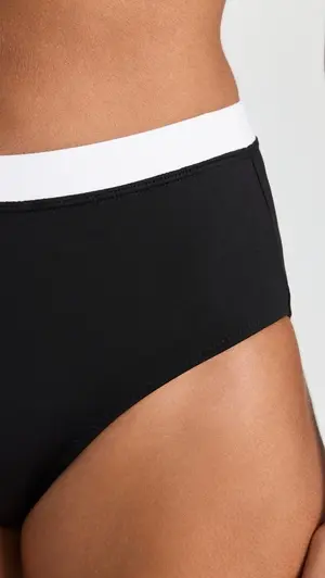 Staud Devon High Rise Bikini Bottoms - Black/white