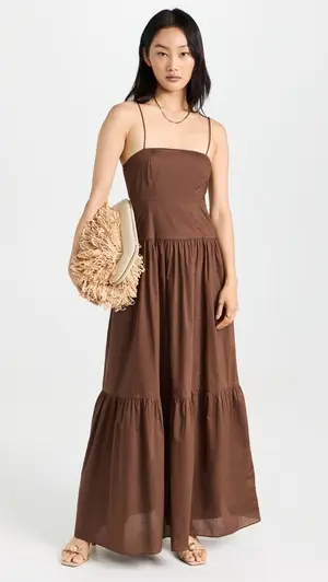 Playa Lucila Square Neck Maxi Dress - Brown