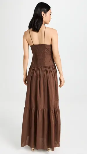 Playa Lucila Square Neck Maxi Dress - Brown