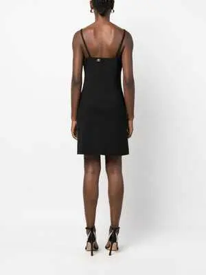 TWINSET Feather-trim Mini Dress - Black