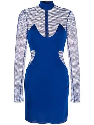 TOM FORD Crepe Mini Dress With Mesh Paneling - Blue