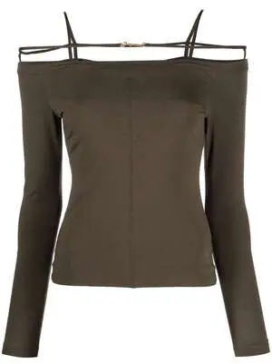 Jacquemus Off-shoulder Long Sleeve Top - Brown