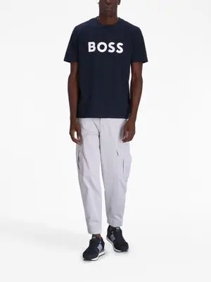 BOSS Logo-print Cotton T-shirt - Blue