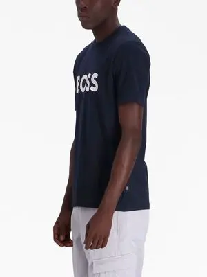 BOSS Logo-print Cotton T-shirt - Blue