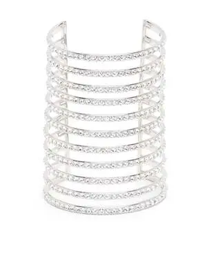 Amina Muaddi Vittoria Crystal-embellished Cuff Bracelet - Silver