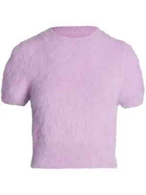 MAISON MARGIELA Short-sleeve Knitted Crop Top - Purple