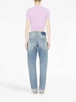 MAISON MARGIELA Short-sleeve Knitted Crop Top - Purple