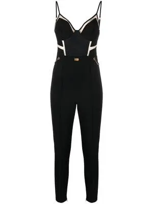 Elisabetta Franchi Tulle-inserts Bustier Jumpsuit - Black