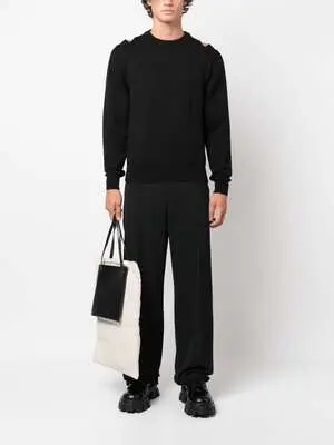 JIL SANDER Cut-out Detail Wool Jumper - Black