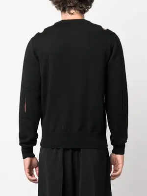 JIL SANDER Cut-out Detail Wool Jumper - Black