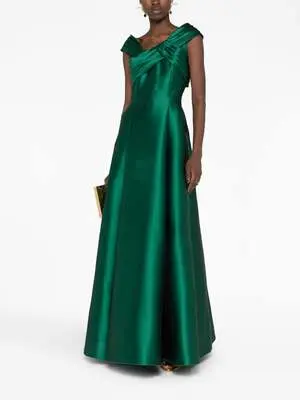 Alberta Ferretti Pleat-detail Asymmetric Gown - Green