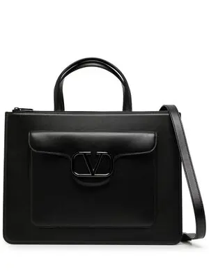 Valentino Garavani Vlogo Leather Briefcase - Black