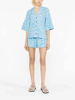 GANNI Zebra-print Organic-cotton Shirt
