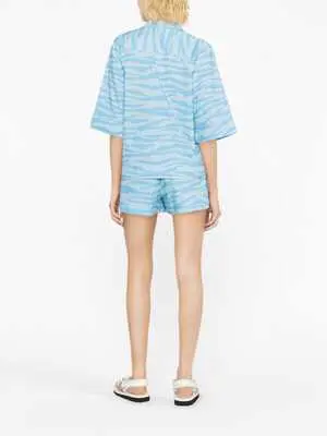 GANNI Zebra-print Organic-cotton Shirt