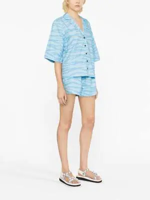 GANNI Zebra-print Organic-cotton Shirt