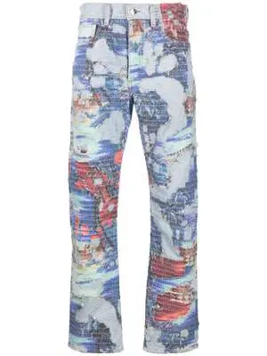 Amiri Aloha Boro Straight-leg Jeans - Blue