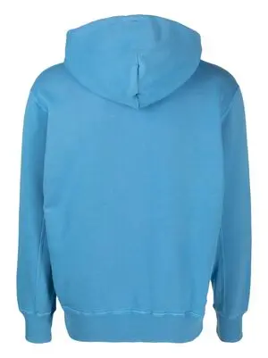 AUTRY Logo Patch Cotton Drawstring Hoodie - Blue
