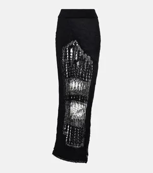 Rick Owens Distressed Mohair-blend Maxi Skirt