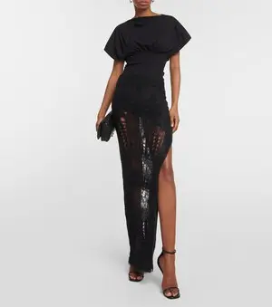 Rick Owens Distressed Mohair-blend Maxi Skirt
