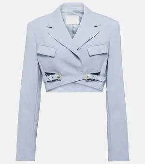 DION LEE Cropped Wool-blend Blazer - Grey