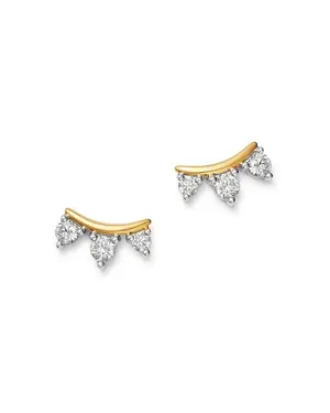 Bloomingdale'S Diamond 3-stone Stud Earrings - White/gold