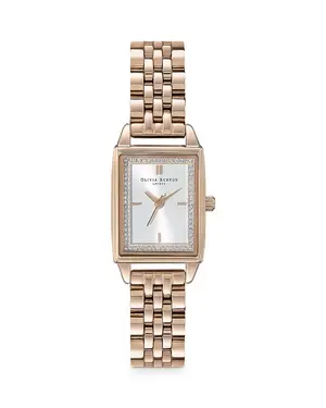 OLIVIA BURTON Rectangle Bracelet Watch, 20.5mm - White/rose Gold
