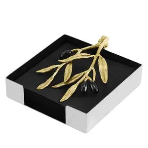 Michael Aram Olive Branch Cocktail Napkin Holder - Silver/gold