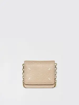 MAISON MARGIELA Four Stitches Leather Wallet On Chain Beige