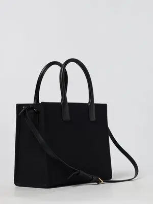 Versace La Medusa Cotton Canvas And Leather Bag - Black