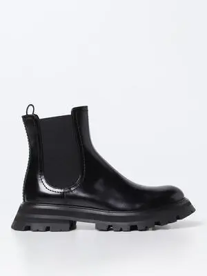 Alexander McQueen Ankle Boots In Brushed Leather - Black