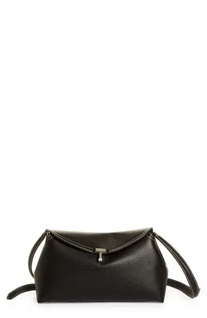 TOTEME T-lock Leather Clutch - Black Grain