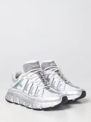 Versace Trigreca Sneakers In Fabric And Leather