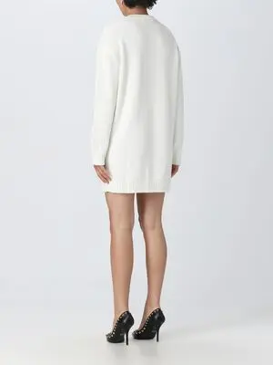 Moschino Embellished Peace Sign Sweater Dress - White