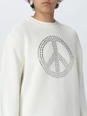 Moschino Embellished Peace Sign Sweater Dress - White