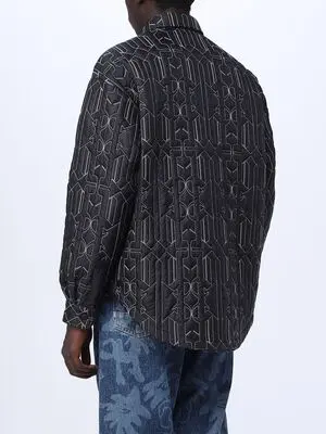 Palm Angels Overshirt In Quilted Nylon - Black