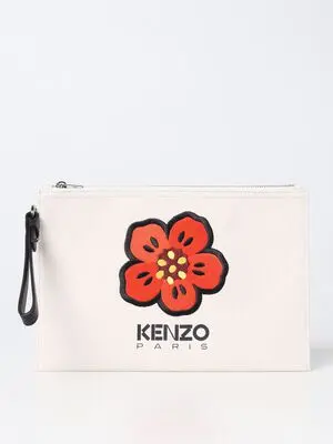 Kenzo Kenzo Canvas Clutch With Logo Ecru