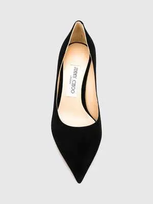JIMMY CHOO Suede Pointed Toe Pumps - Black