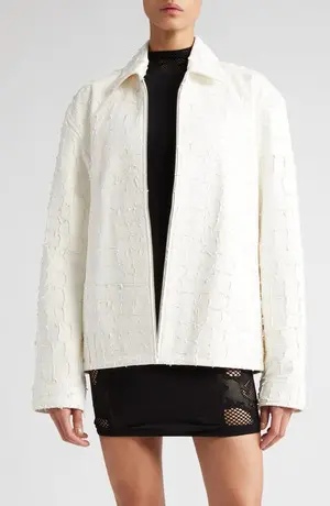 DION LEE Snakeskin Etched Lambskin Leather Jacket