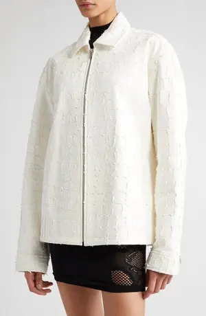 DION LEE Snakeskin Etched Lambskin Leather Jacket